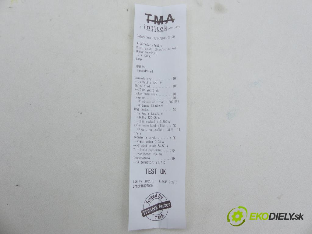 Mercedes ML W163 1997-2005 5.0 V6 215 kW 5000 cm3 Alternátor ...