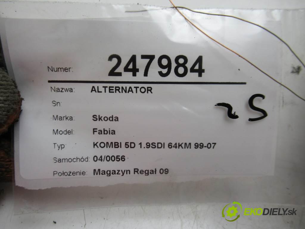 Skoda Fabia 2002 KOMBI 5D 1.9SDI 64KM 99-07 1900 Alternátor 028903018AX ...