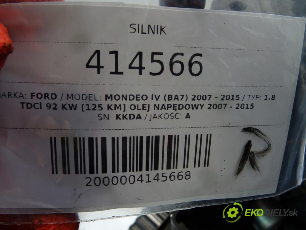 FORD MONDEO IV (BA7) 2007 - 2015 1.8 TDCi 92 kW [125 KM] olej napędowy ...