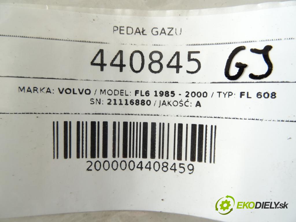 VOLVO FL6 1985 - 2000 FL 608 pedal plynového pedálu 21116880 | EkoDily.cz