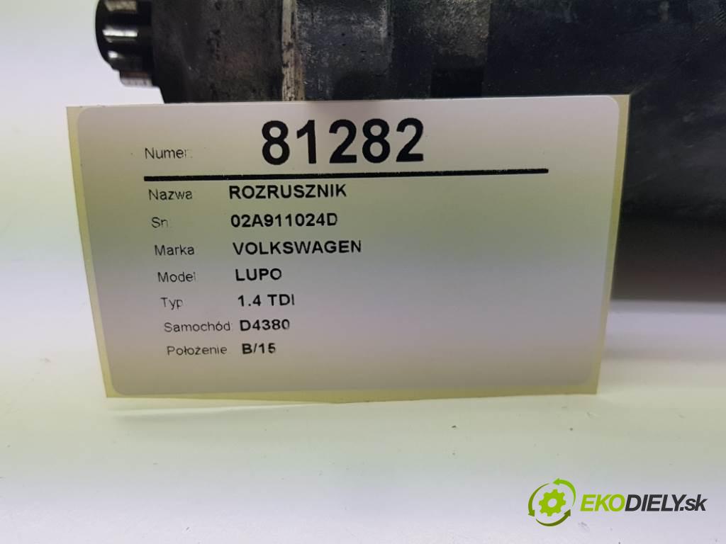 VOLKSWAGEN LUPO 1.4 TDI 2002 75 kW 1.4 TDI 1422 startér 02A911024D ...
